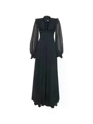 424 Ruffle-trim Lace-panel Maxi Dress