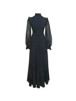 424 Ruffle-trim Lace-panel Maxi Dress