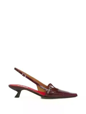 Marni Burgundy Croc-effect Leather Katty Slingback - Red