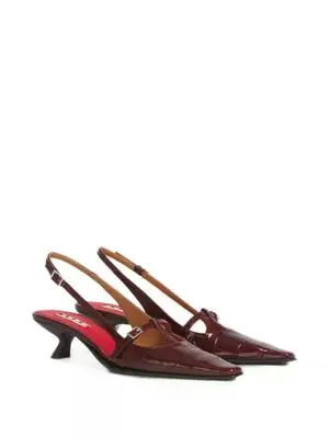Marni Burgundy Croc-effect Leather Katty Slingback