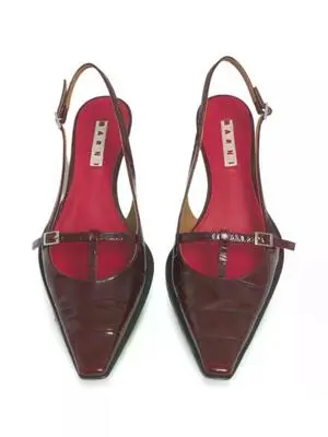 Marni Burgundy Croc-effect Leather Katty Slingback