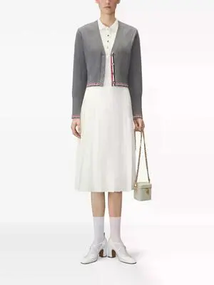 Thom Browne Pointelle Rib-stitch Cardigan - Grey