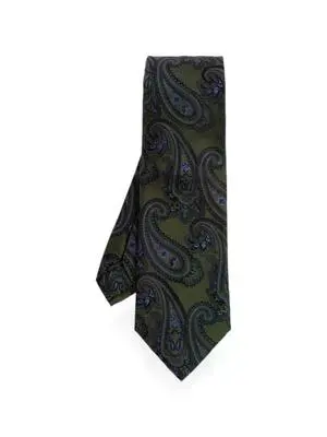 Etro Paisley-print Silk Tie - Green