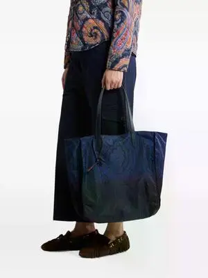 Etro Unfold Me Nylon Tote Bag With Degradé Arnica Motif - Blue