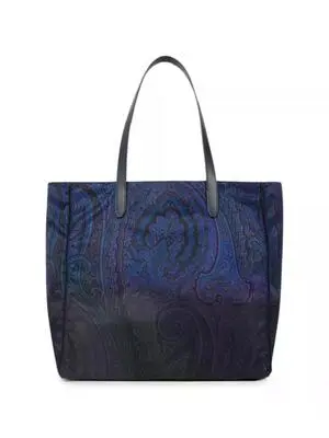 Etro Unfold Me Nylon Tote Bag With Degradé Arnica Motif - Blue