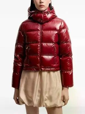 Moncler Cropped Quilted Down Jacket - Red