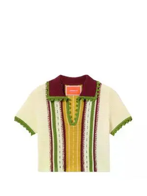 La DoubleJ Cropped Bowling Polo With Crochet Detailing