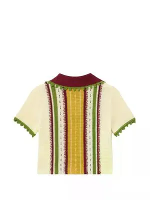 La DoubleJ Cropped Bowling Polo With Crochet Detailing