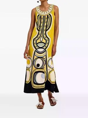 La DoubleJ Totem Placed Maxi Dress - Yellow