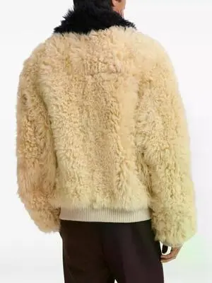 Marni Cream Shearling Jacket With Colour-block Details