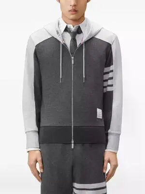 Thom Browne 4-bar Colour-block Hoodie - Grey