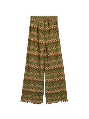 La DoubleJ Cotton Raschel Knit Palazzo Pants - Green