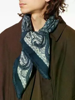 Etro Paisley-print Frayed Scarf - Blue