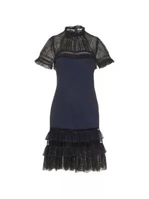 Simkhai Short-sleeve Tulle-layered Mini Dress - Blue