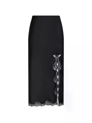 L'Agence Lace-trimmed High-waisted Skirt - Black