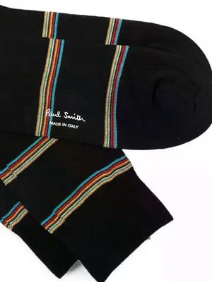 Paul Smith Stripe Pattern Socks - Black