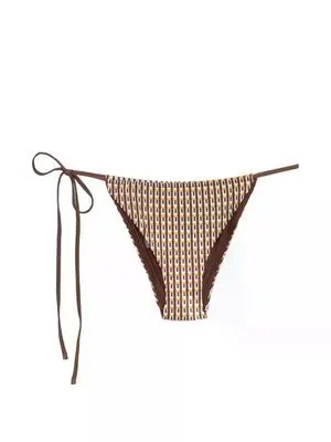 SIR. Geometric Print Bikini Bottoms - Brown
