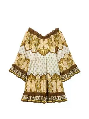 La DoubleJ Boho Placed Mini Dress - Neutrals