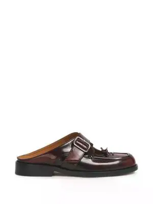 Marni Burgundy Leather Sabots - Red