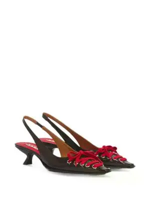 Marni Deep Leather Kat Slingback Pumps - Brown