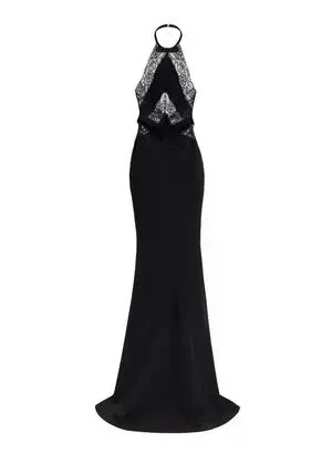 Elie Saab Lace-panelled Halterneck Gown