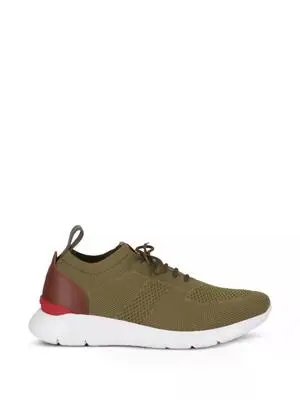 Isaia Leather-panel Low-top Sneakers - Green
