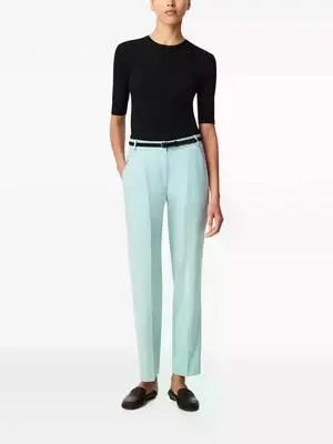Another Tomorrow Mist Wool Pleated Trousers - Blue