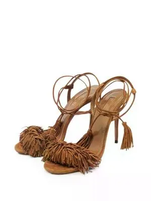 AQUAZZURA Wild Thing Fringed Sandals - Brown
