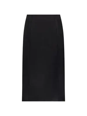 Another Tomorrow Topstitched Architectural Skirt - Black