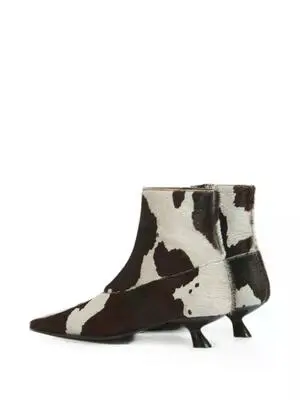 Marni Cow-print Ponyhair Ankle Boots