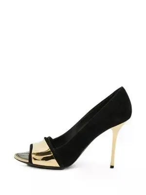 LOUIS VUITTON Peep-toe Pumps With Metal Plate Detail - Black