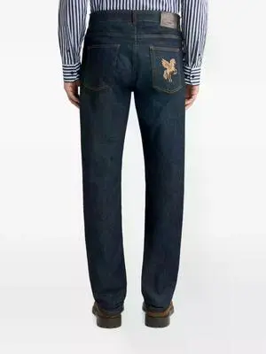 Etro Regular-fit Cotton Denim Jeans With Pegaso Embroidery