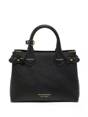 Burberry Small Banner Leather Tote Bag - Black