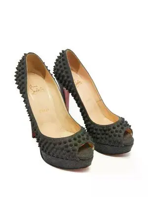CHRISTIAN LOUBOUTIN Lady Peep Spikes Pumps - Grey