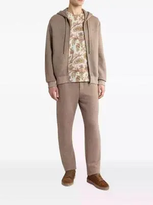 Etro Knit Jacquard Hooded Sweatshirt With Arnica Motif - Neutrals