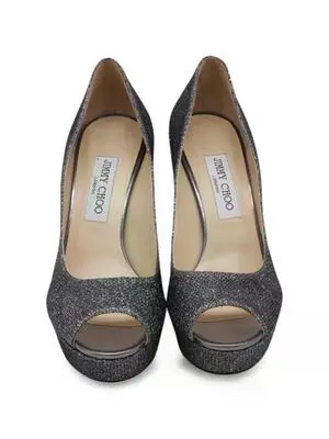 JIMMY CHOO Glitter Peep-toe Pumps