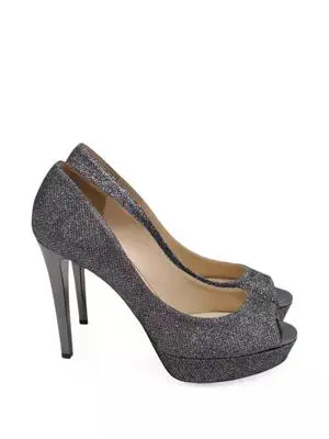JIMMY CHOO Glitter Peep-toe Pumps