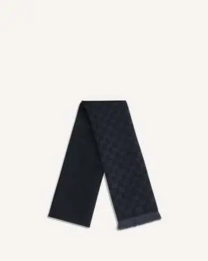 Gucci Gg Supreme Embroidered Wool Scarf - Black