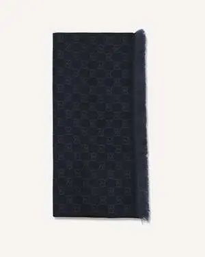 Gucci Gg Supreme Embroidered Wool Scarf - Black