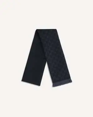 Gucci Gg Supreme Embroidered Wool Scarf - Black