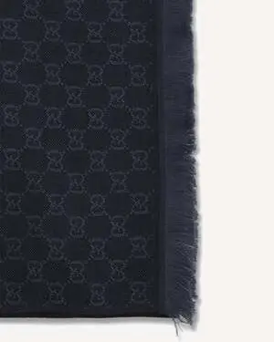 Gucci Gg Supreme Embroidered Wool Scarf - Black