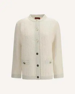 Gucci Bouclé Lamé Wool Cardigan