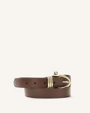 Chloé Leather Belt With Gold And Silver Tone Hardware - Brown