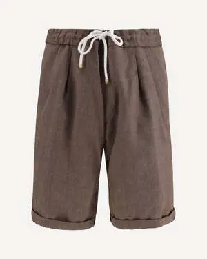 Brunello Cucinelli Linen And Virgin Wool Chevron Bermuda Shorts