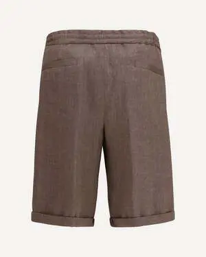 Brunello Cucinelli Linen And Virgin Wool Chevron Bermuda Shorts