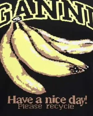 GANNI Banana Print Crew Neck Sweater