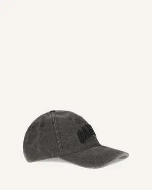 GANNI Embroidered Denim Baseball Cap - Grey