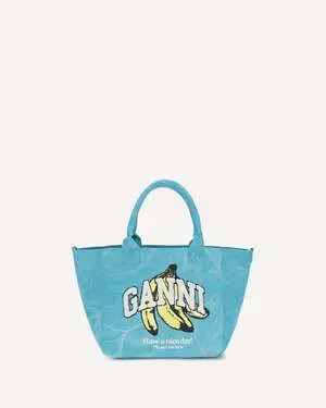 GANNI Banana Print Tote Bag - Light Blue