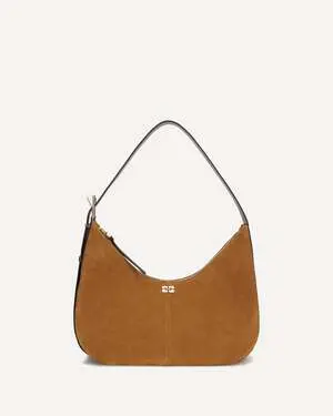 GANNI Suede Vegan Shoulder Bag - Brown