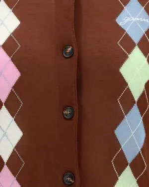 GANNI Diamond-pattern Cardigan - Brown